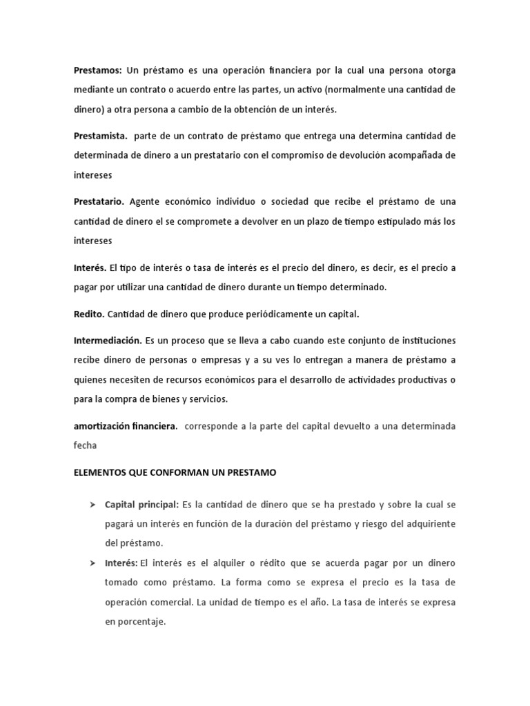 Préstamos: Conceptos básicos y cálculo de intereses simples | PDF | Interés | Dinero