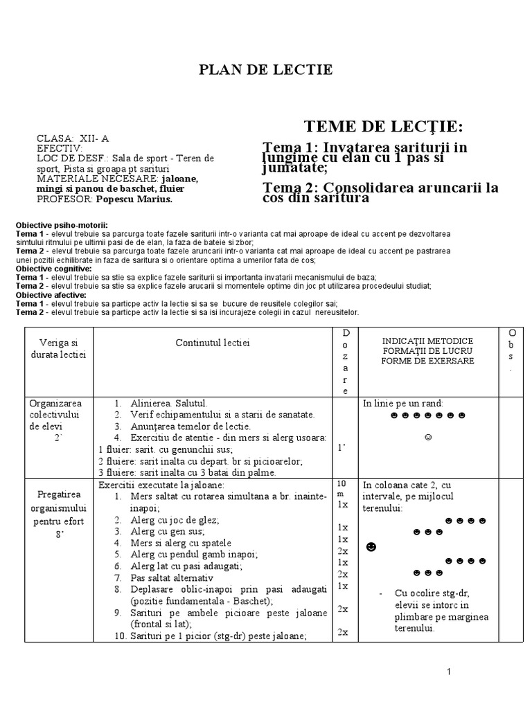 Plan de Lectie - Xii-A - 2020 | PDF