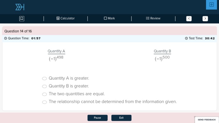 Quantity A Quantity B: Question 14 of 16 | PDF