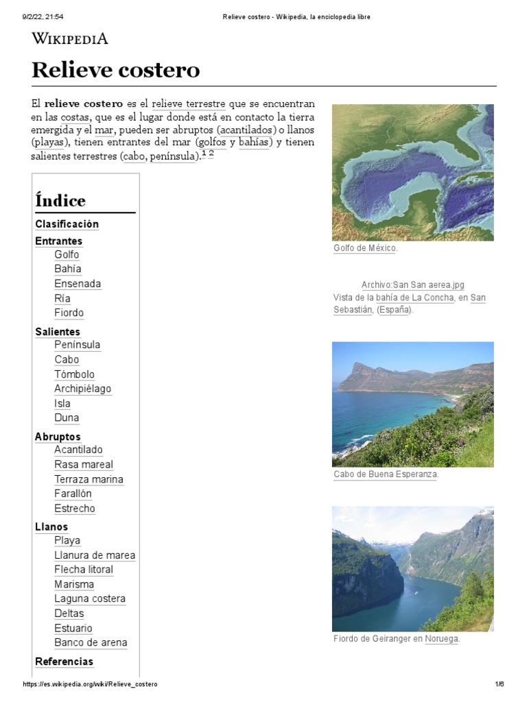 Relieve Costero - Wikipedia, La Enciclopedia Libre | PDF | Costa | Mar