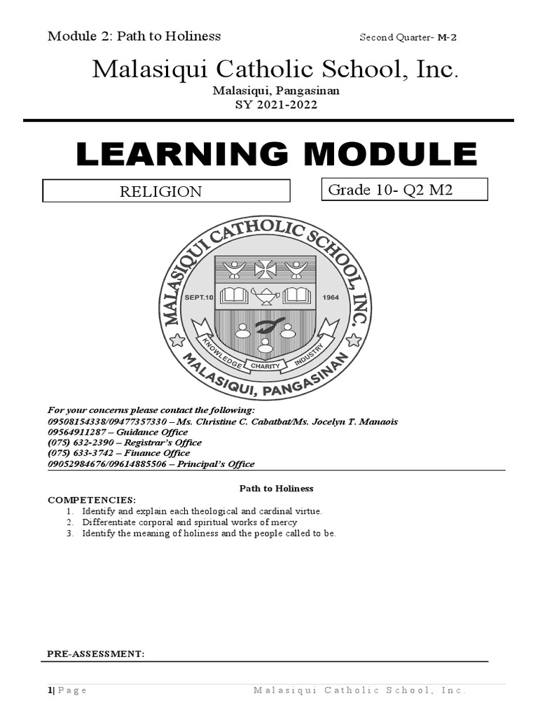 Grade 10 Religion: Path to Holiness | PDF | Virtue | Jesus