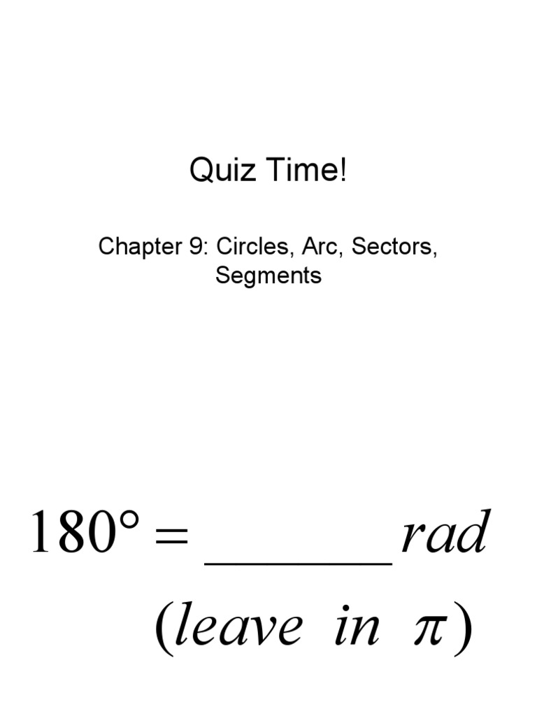 Circle Geometry Quiz: Arcs & Areas | PDF