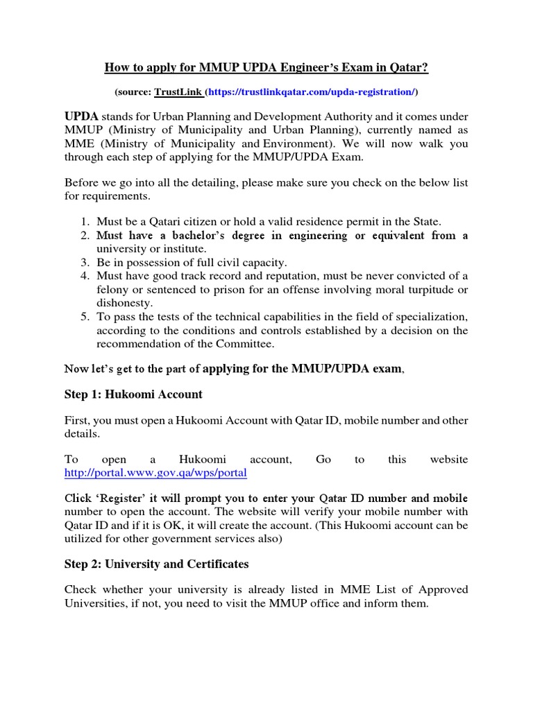 How To Apply For MMUP UPDA Exam | PDF | Licensure | Qatar