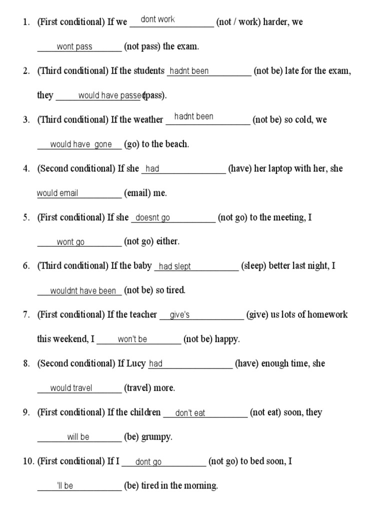 First Second Third Conditional Exercise | PDF