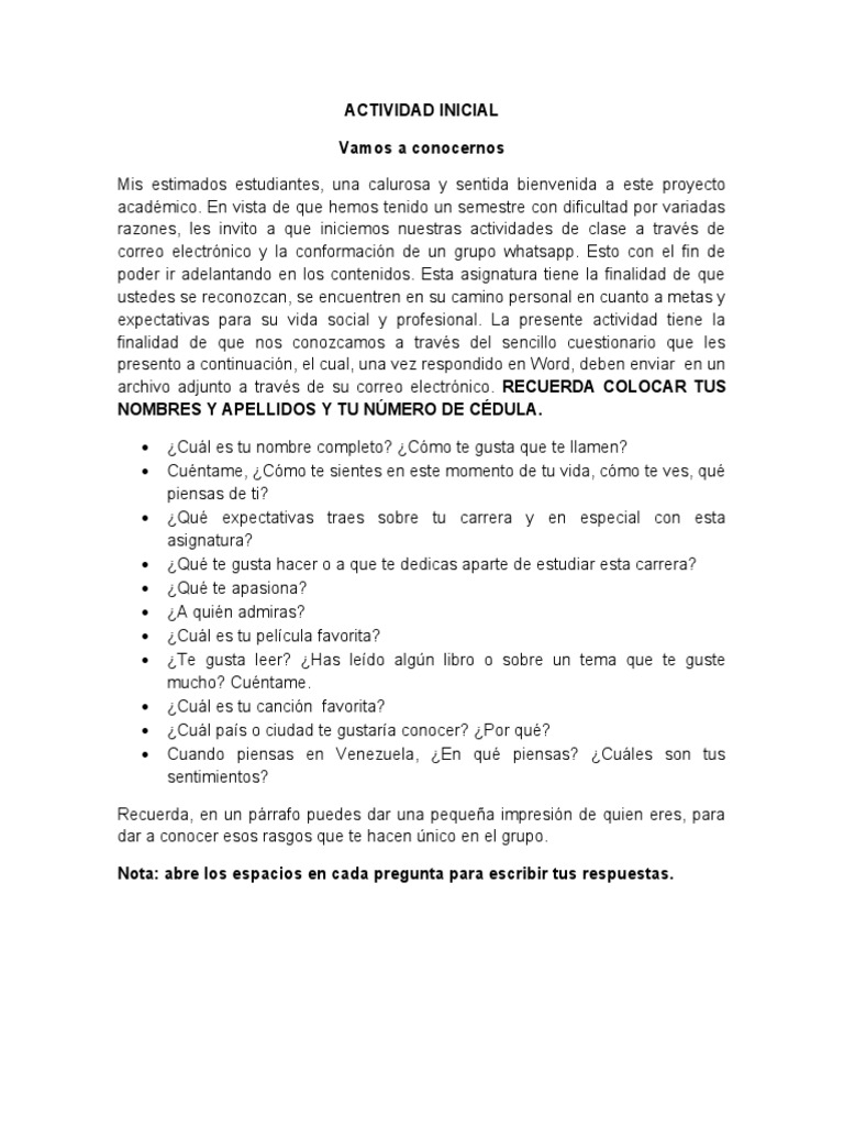 Vamos A Conocernos | PDF