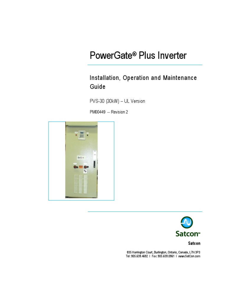 Satcon PowerGate PVS30 | PDF | Power Inverter | Electrical Wiring