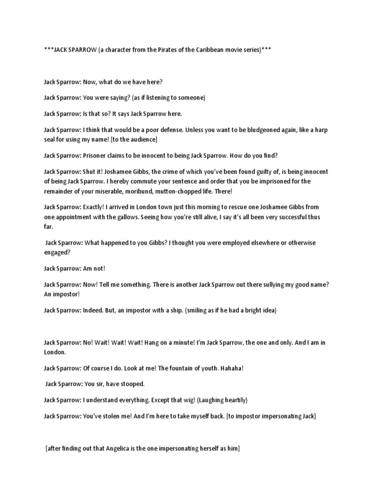 JACK SPARROW Script | PDF