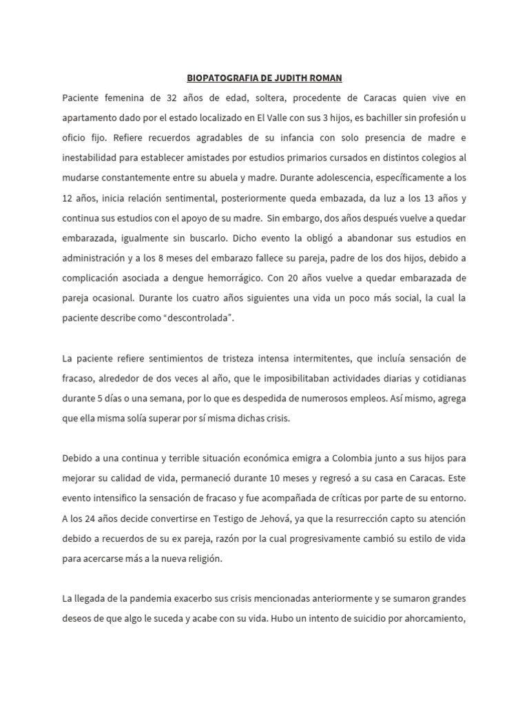 Biopatografia de Judith Roman | PDF | Suicidio