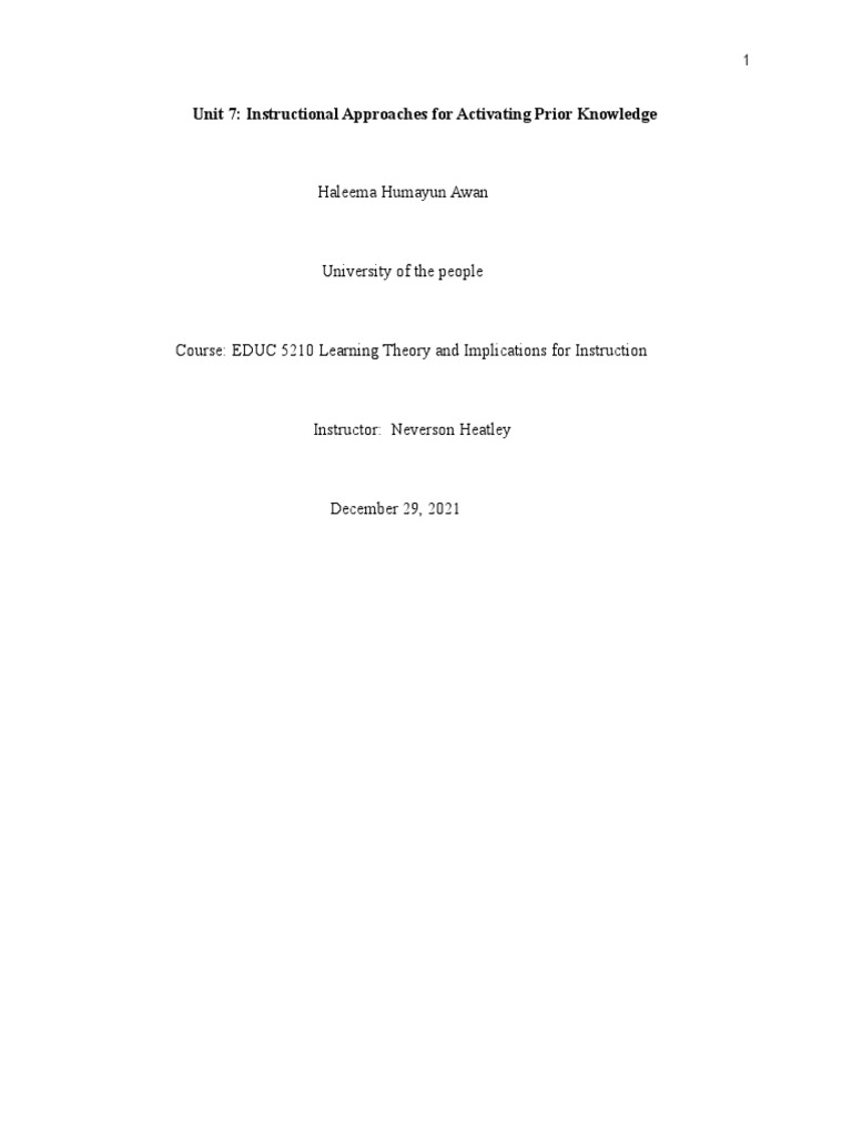 Activating Prior Knowledge in Education | PDF | Learning | Reading ...