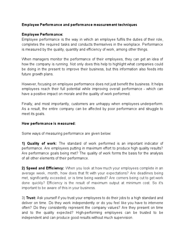 Employee Performance | PDF | Performance Appraisal | Employment