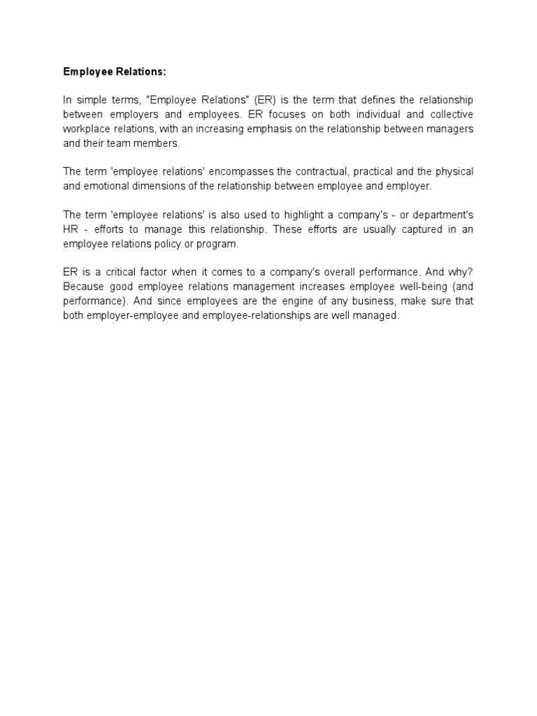 Employee Relations Pdf