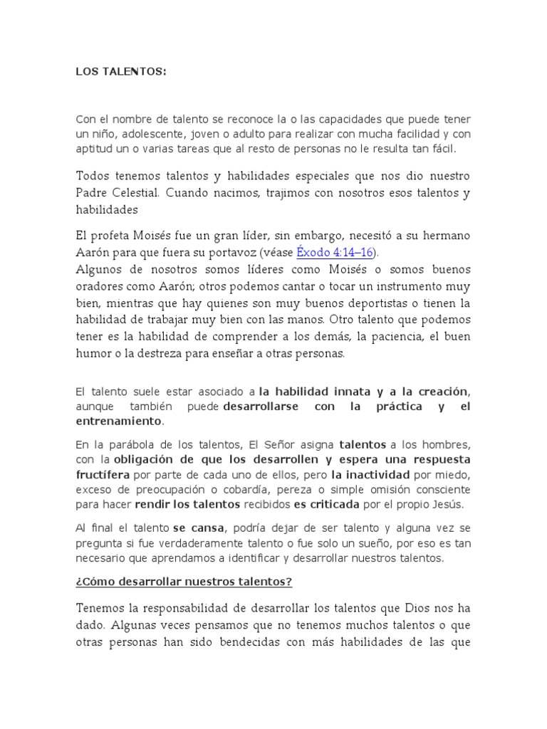 Descubriendo y Desarrollando Talentos | PDF | Moisés
