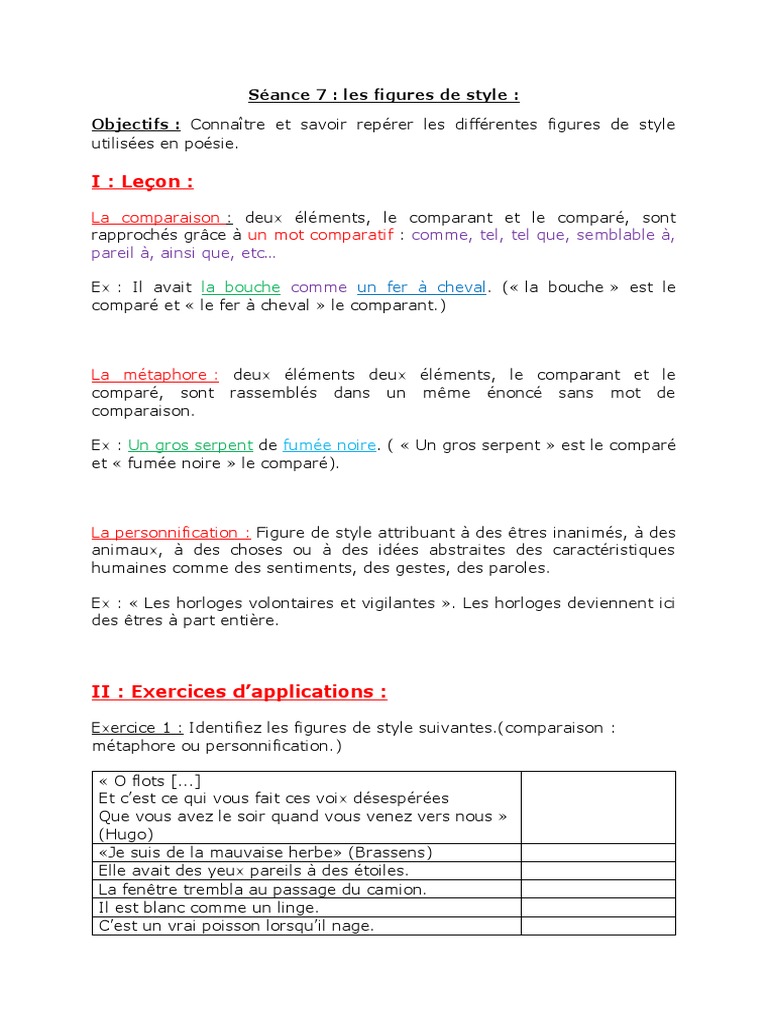 Figures de style en poésie | PDF | Métaphore