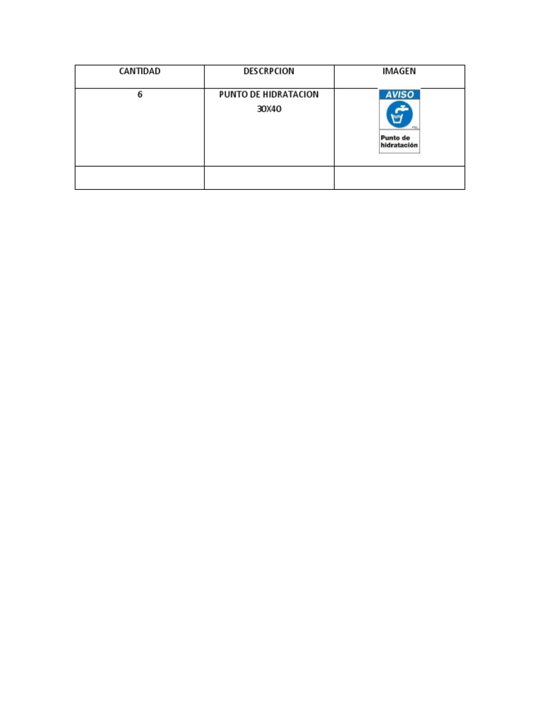 Señaletica De Punto De Hidratacion Pdf