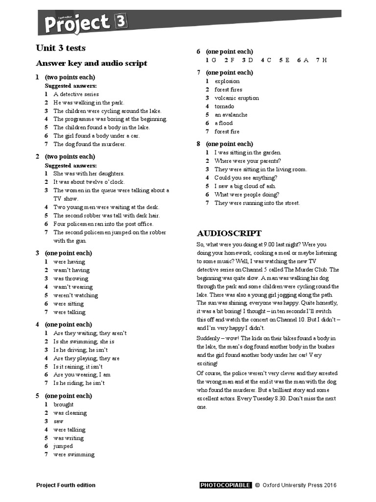 Unit 3 Answer Key and Audio Script | PDF | Art