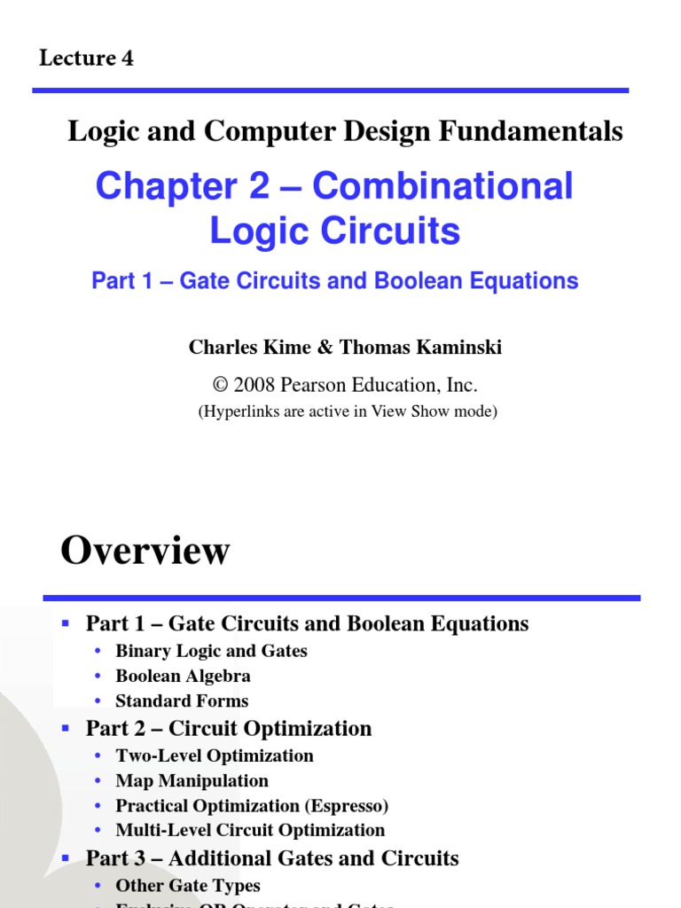 Chapter 2 - Combinational Logic Circuits: Logic and Computer Design Fundamentals | PDF | Logic ...