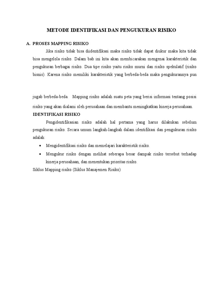 Metode Identifikasi Dan Pengukuran Risiko | PDF