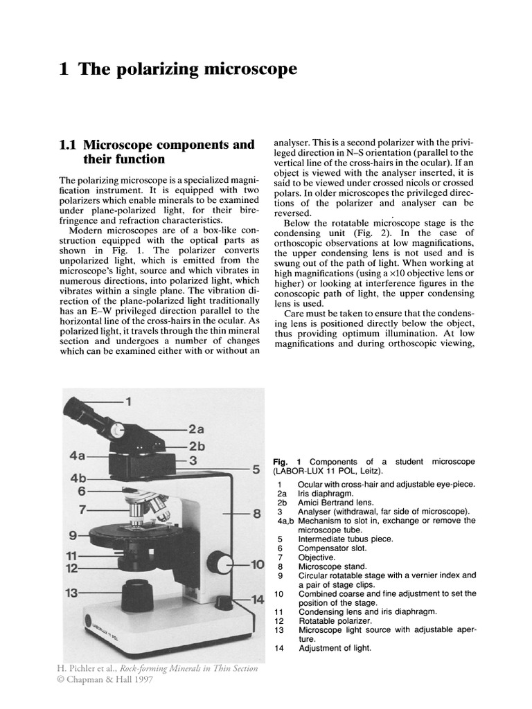 1 The Polarizing Microscope: 1.1 Microscope Components and Their ...