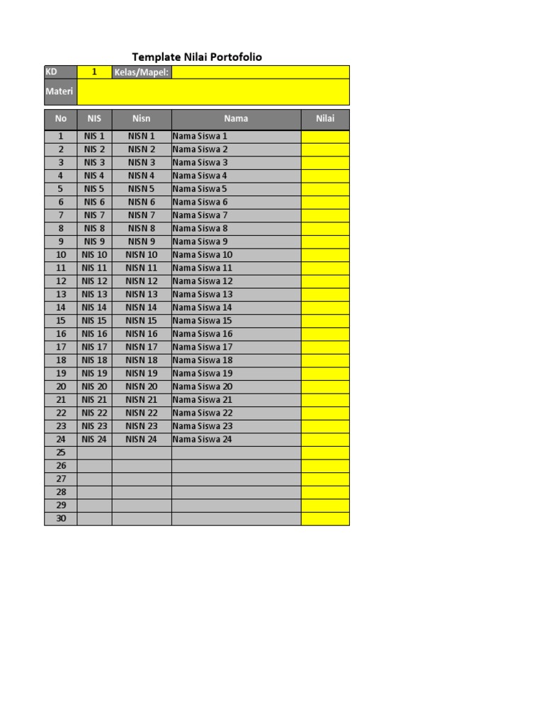 Template Portofolio Siswa SD | PDF