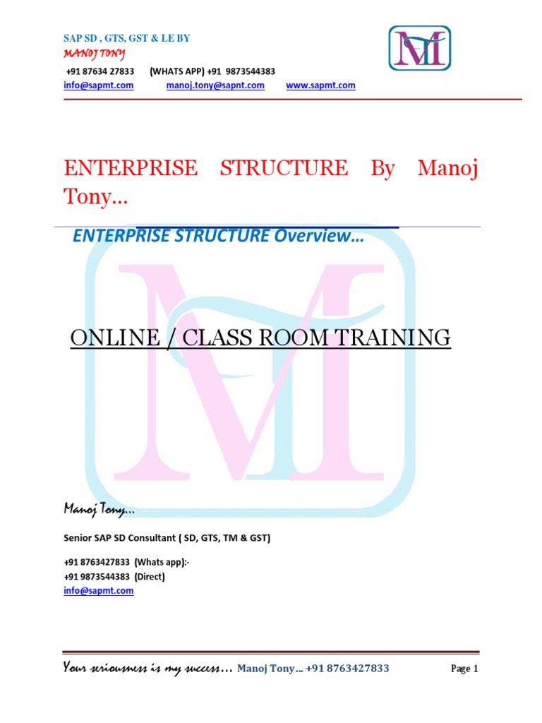 SAP SD Enterprise Structure Overview | PDF | Business | Economies