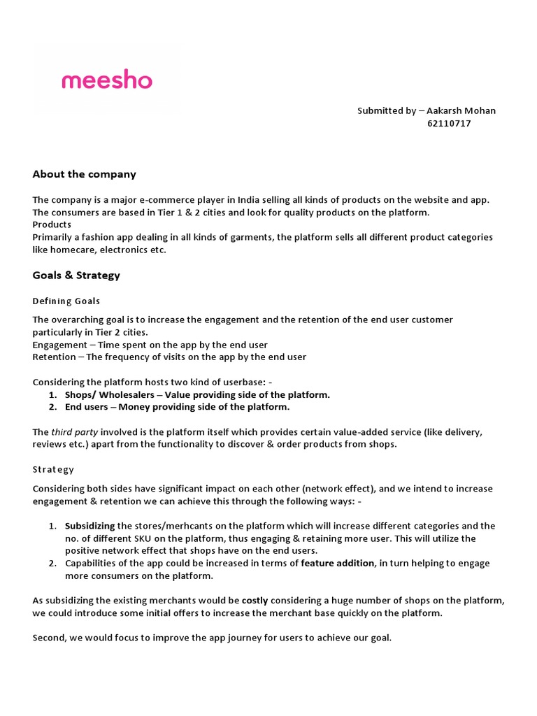 Meesho Aakarsh Mohan 62110717 | PDF | Mobile App | E Commerce