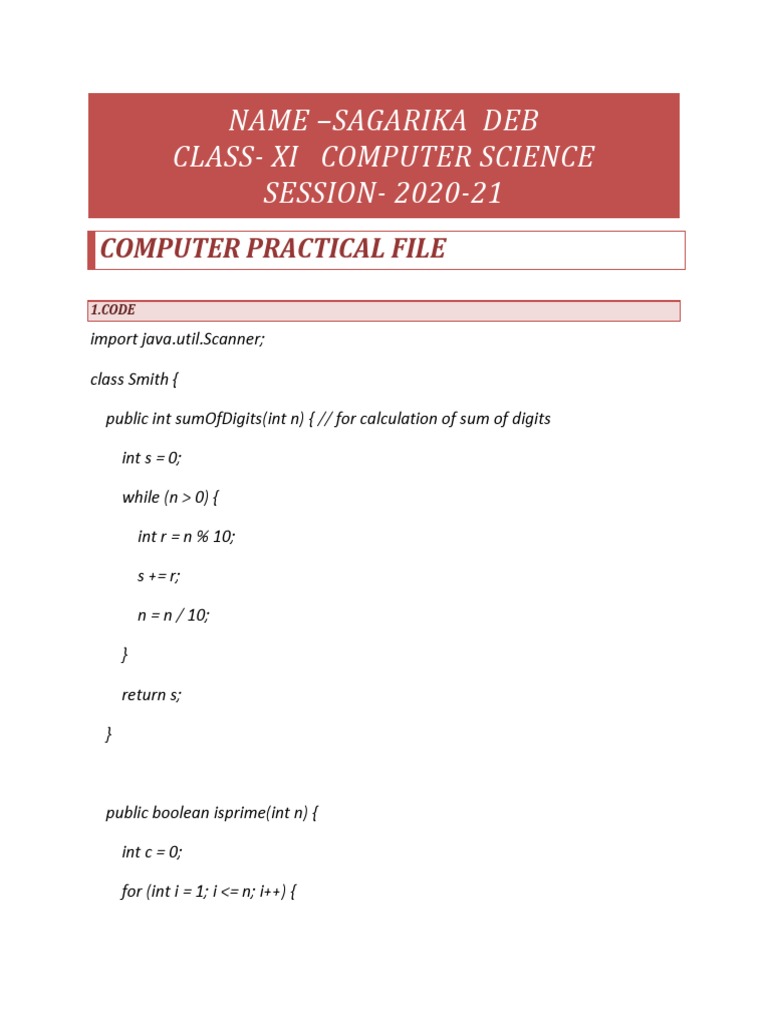 Class XI Sample Practical File Computer | PDF | Subroutine | Matrix (Mathematics)