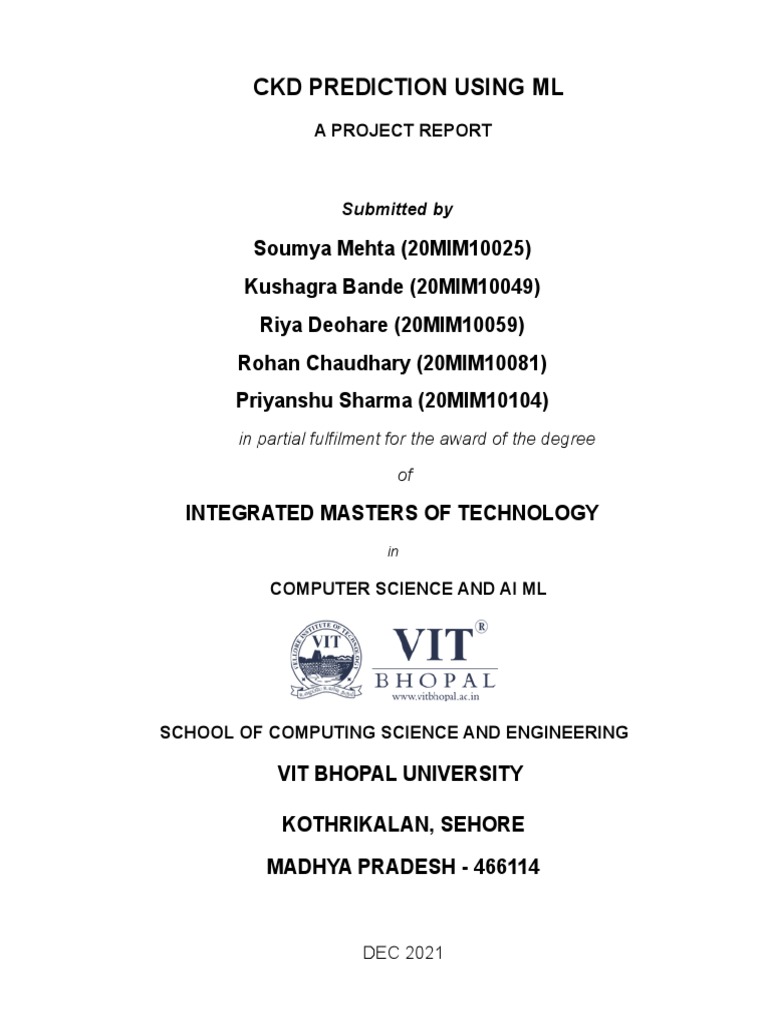 CKD Prediction Project Report | PDF | Machine Learning | Chronic Kidney ...