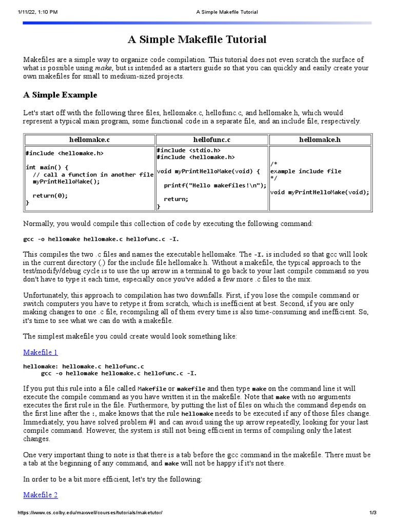A Simple Makefile Tutorial | PDF | Information Technology Management | System Software