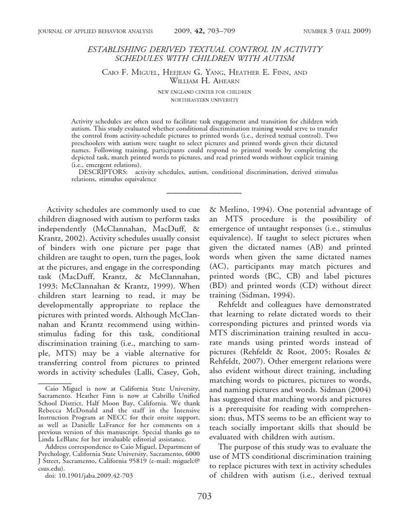 Establishing Derived Textual Control in Activity | PDF | Behaviorism ...