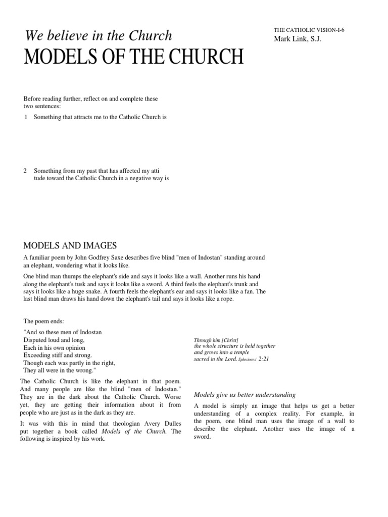 Models of The Church | PDF | Jesus | Eucharist