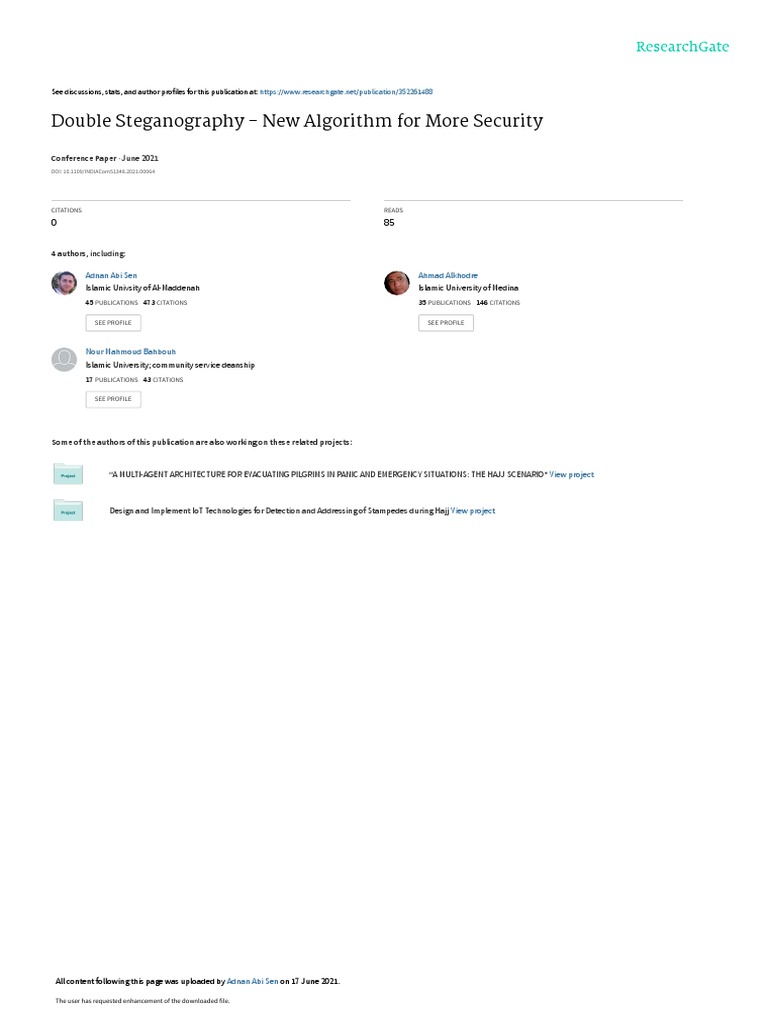 16 Double Steganography New Algorithm For More Security | PDF | Key (Cryptography) | Encryption