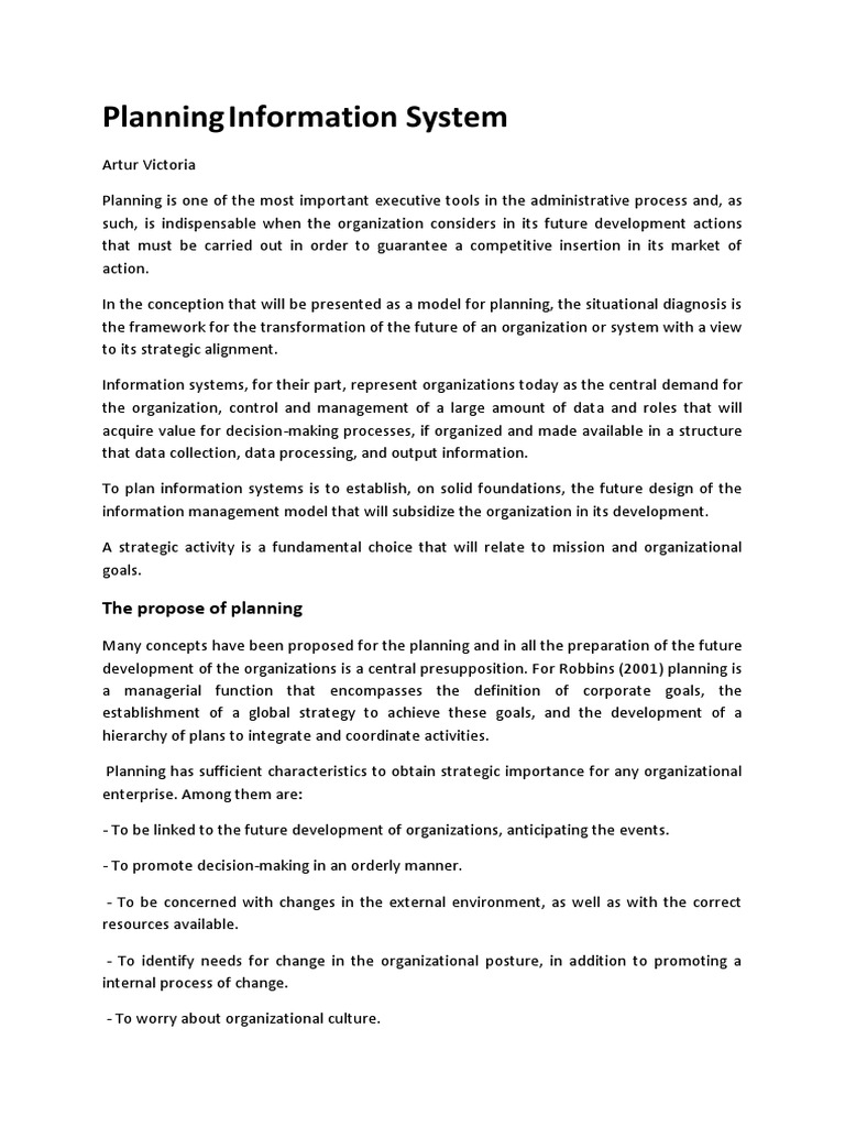 Planning Information System | PDF | Strategic Management | Information