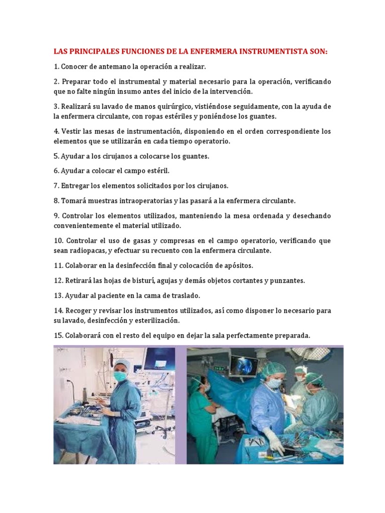 Las Principales Funciones de La Enfermera Instrumentista Son | PDF