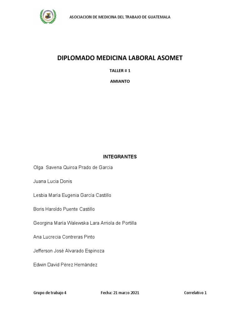 Diplomado Asomet Taller 1 | PDF | Amianto | Enfermedades y trastornos