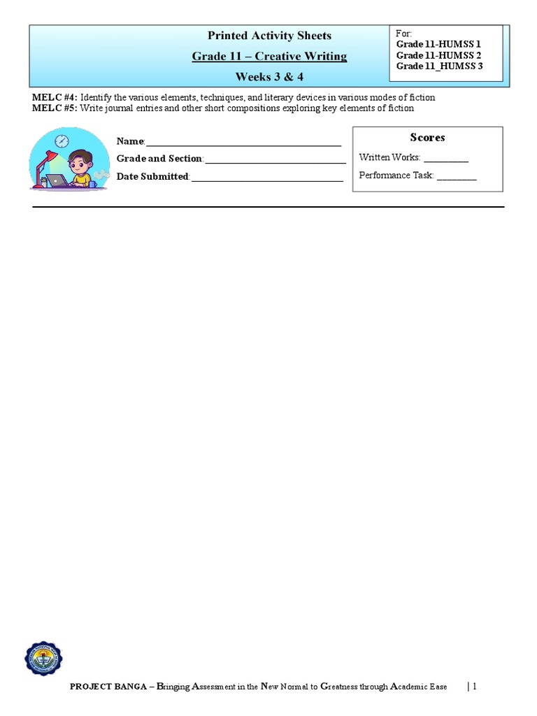 g11 Creative Writing Humss As q1 w5 6 Camagon | PDF | Plot (Narrative) | Narration