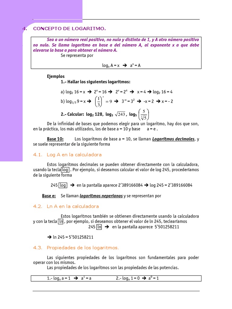 Tema 1. Logaritmos | PDF | Logaritmo | Álgebra abstracta