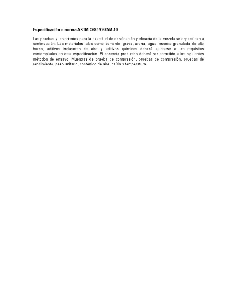 Especificación o Norma ASTM C685 | PDF
