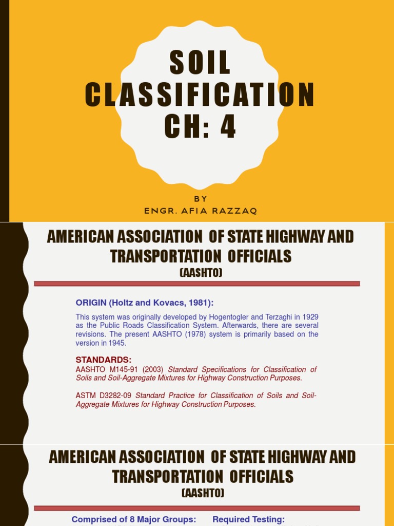 CH 4 - Soil Classification (AASHTO) | PDF | Sedimentology | Civil ...