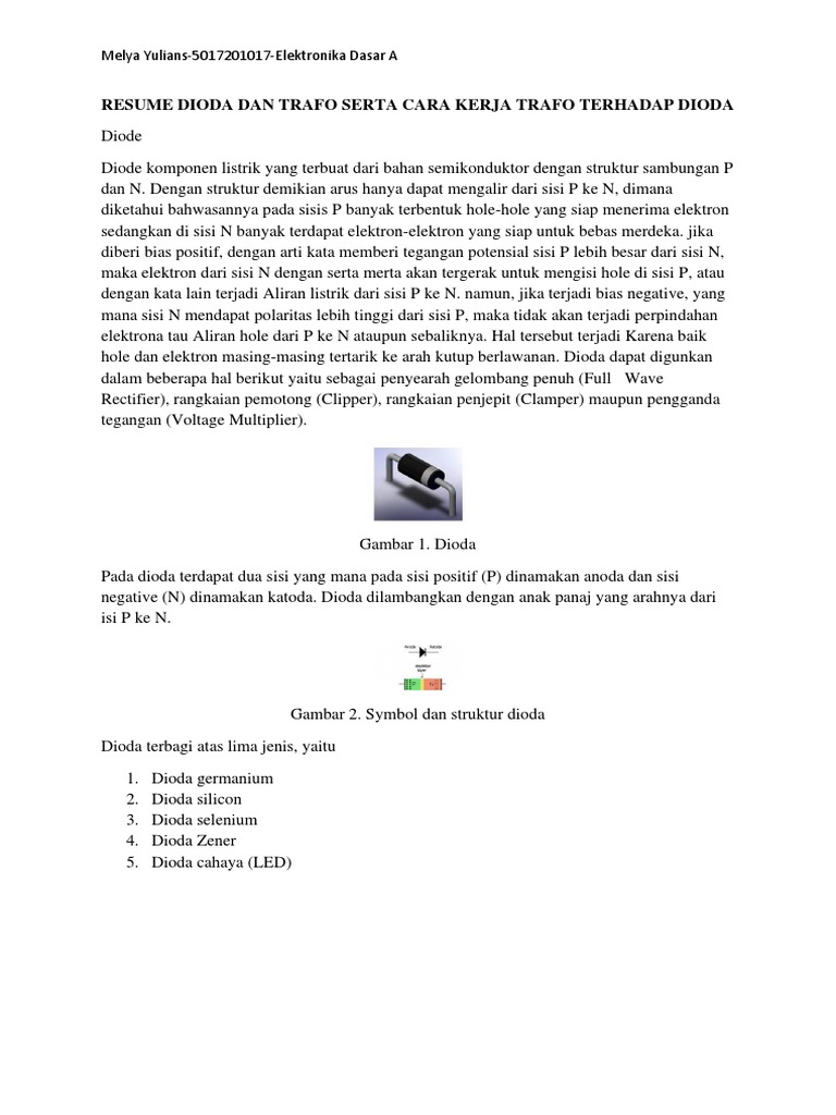 Resume Dioda Dan Trafo Serta Cara Kerja Trafo Terhadap Dioda | PDF | Sains & Matematika ...