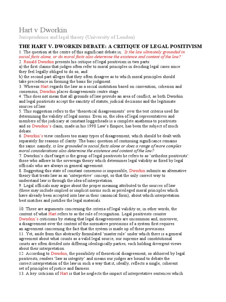 The Hart V Dworkin Debate | PDF | Jurisprudence | Justice