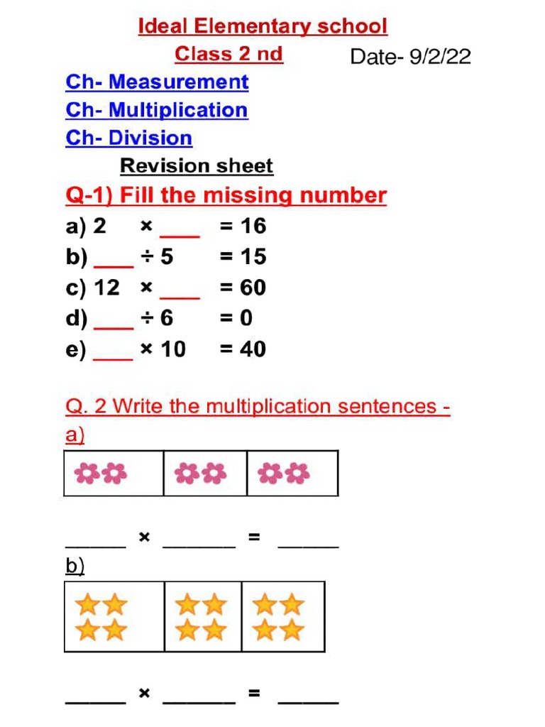 Class 2 Revision Sheet | PDF