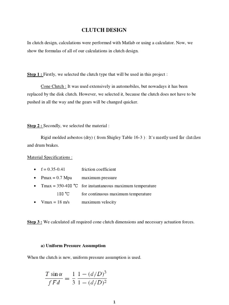 Clutch Design | PDF | Clutch | Torque