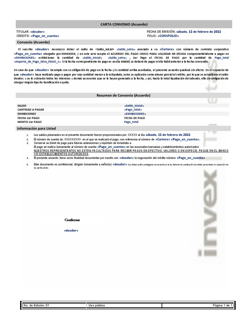 Convenio de Pago - FINAL | PDF | Pagos | Bancos