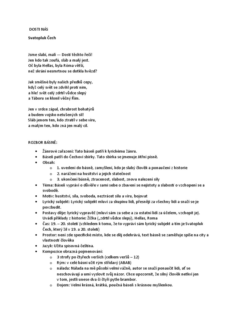 Rozbor Básně 2 | PDF