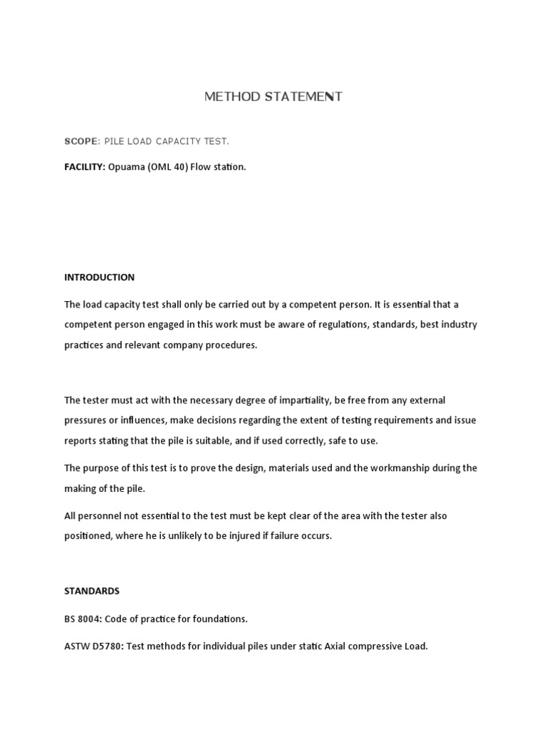 Method Statement | PDF | Deep Foundation | Geotechnical Engineering