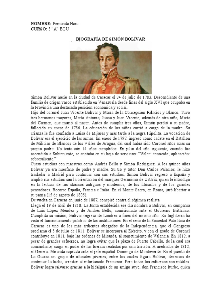 Biografias de Los Personajes Independentistas | PDF | Historia
