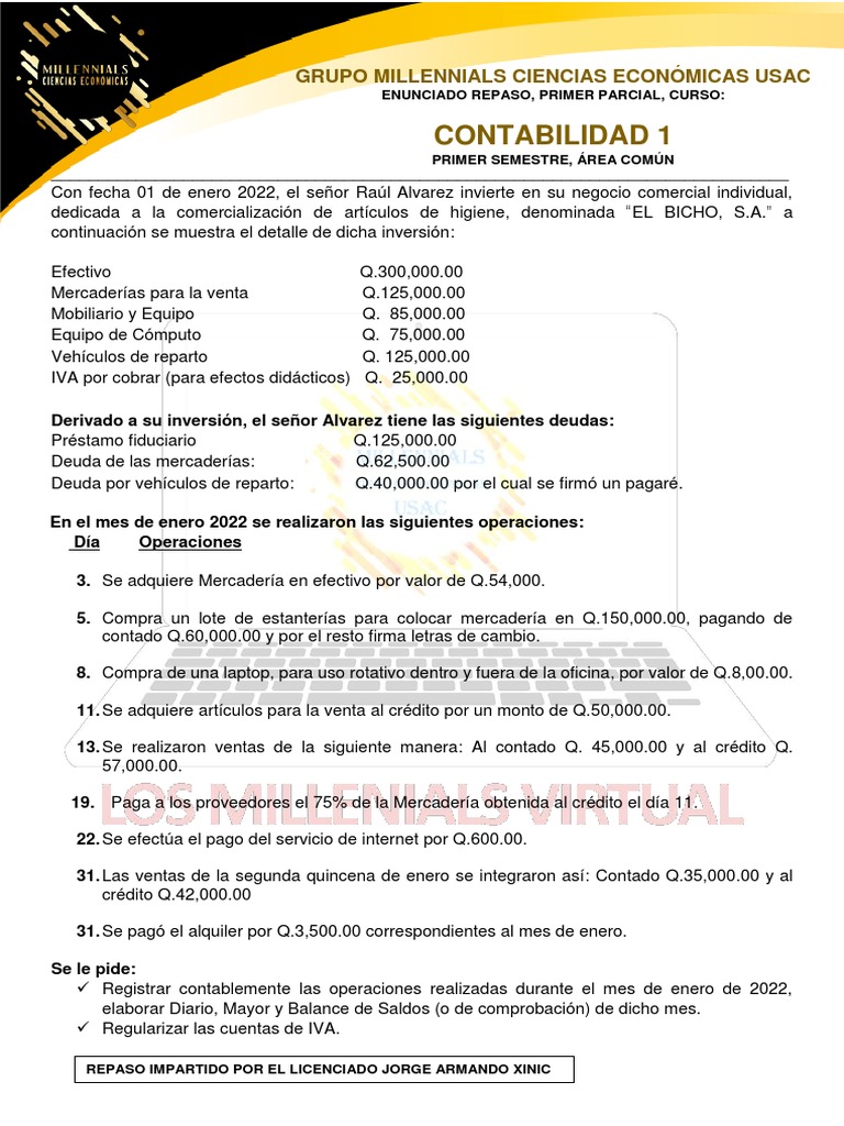 Repaso Primer Parcial Contabilidad I Usac | PDF