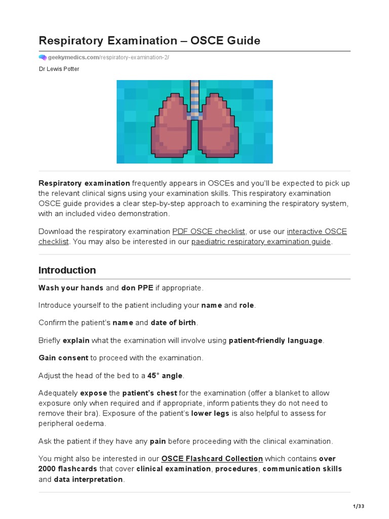 Respiratory Examination Osce Guide Pdf Lung Neck