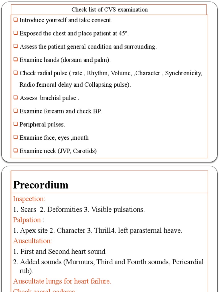 Precordium Examination (CVS) III | PDF