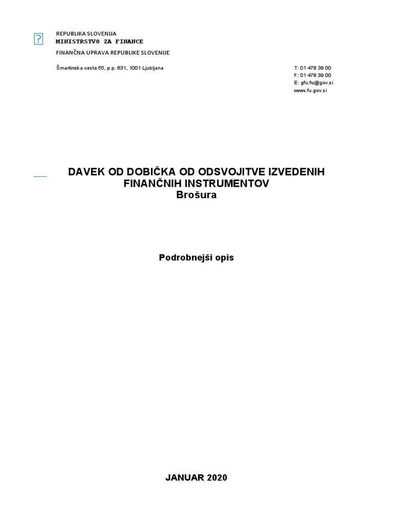 Obdavcitev Dobicka Od Odsvojitve Izvedenih Financnih Instrumentov | PDF